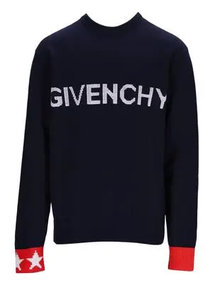 Givenchy Logo Intarsia-knit Jumper - Blue