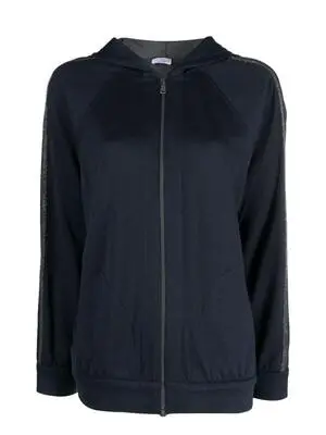 Brunello Cucinelli Embellished Zip Hoodie - Black