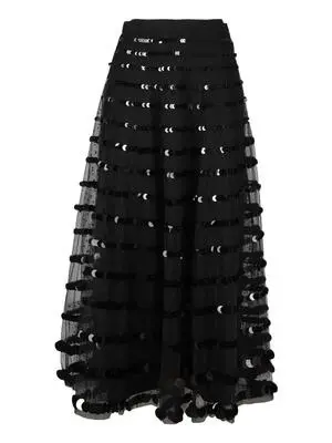 Red Valentino Tulle A-line Midi Skirt - Black
