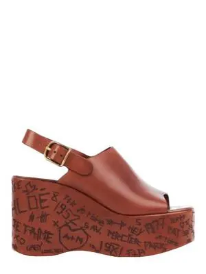 Chloé Maxime Wedge Sandals - Ginger Brown