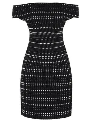 Alexander McQueen Off-shoulder Knitted Mini Dress - Black