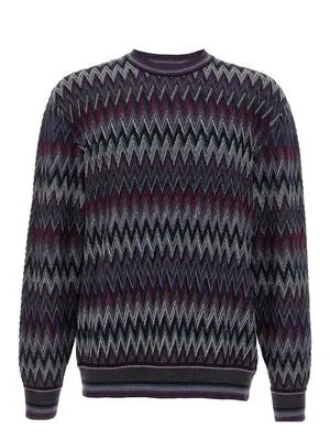 Missoni Missoni Crew Neck Sweater With 3D Jagged Pattern Black