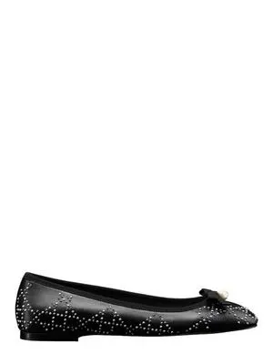 Dior Ballerina Flat With Pearl Cd Detail - Black