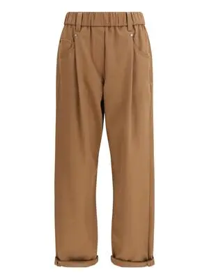 Brunello Cucinelli Elasticated High-rise Pleated Trousers - Brown