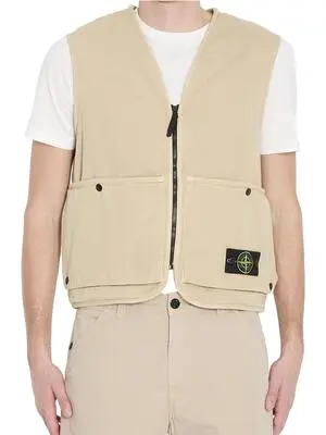 Stone Island Oversized Logo Patch Vest - Sand