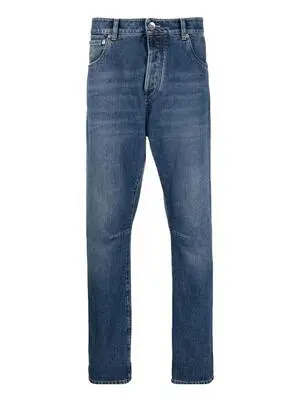 Brunello Cucinelli Slim-cut Denim Jeans With Logo Detail - Blue