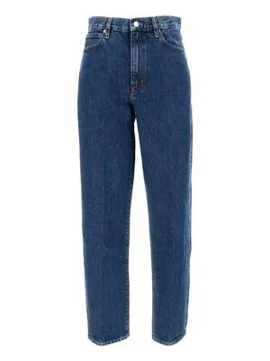 FRAME Button Detailed Straight Leg Jeans - Blue
