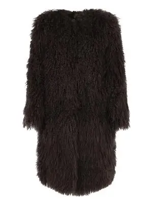 YVES SALOMON Long-sleeved Fur Coat - Brown