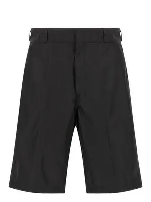 Prada Logo Plaque Bermuda Shorts - Black