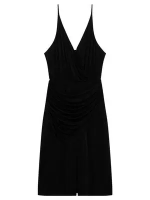 IRO PARIS Draped Slip Dress With Front Slit - Black