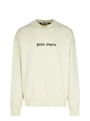 Palm Angels Logo Printed Crewneck Sweatshirt - Cream