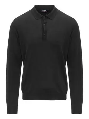 K-WAY Long-sleeved Polo Shirt - Black