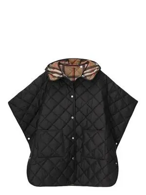 Burberry Quilted Hooded Cape - Black