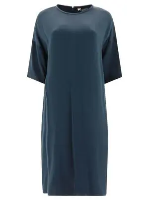 Max Mara Short-sleeved Round-neck Dress - Blue