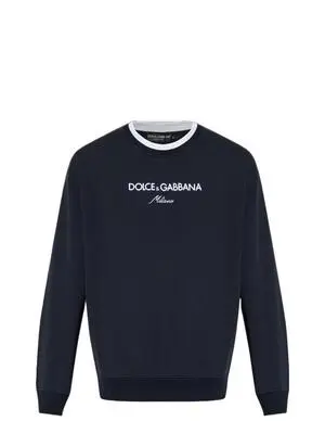Dolce & Gabbana Logo-embroidered Cotton Sweatshirt - Black