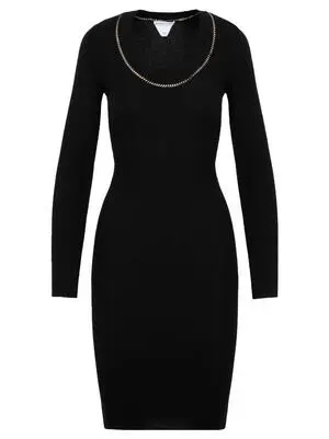 Bottega Veneta Chain Embellished Ribbed Knit Dress - Black