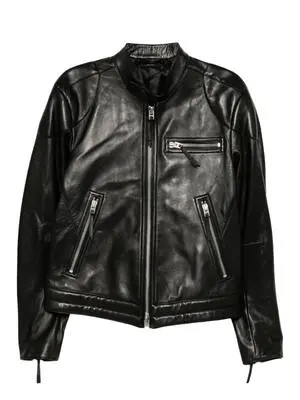 TOM FORD Zipped Leather Biker Jacket - Black