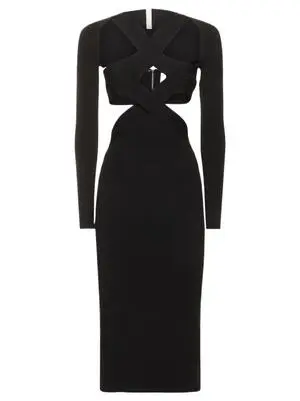 DION LEE Ribbed Cut-out Long Sleeve Dress - Black