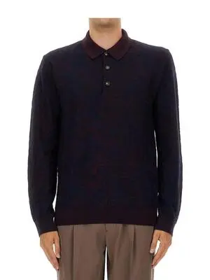 Etro Wool-blend Jacquard Polo Shirt - Black