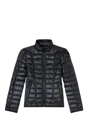 DIESEL® Quilted Zip-front Jacket With Oval D Patch - Black
