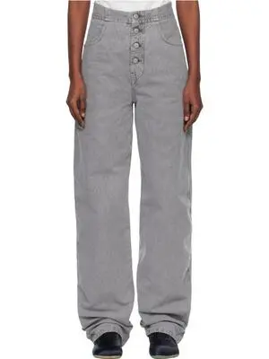 MAISON MARGIELA Logo Patch Straight Leg Jeans - Grey
