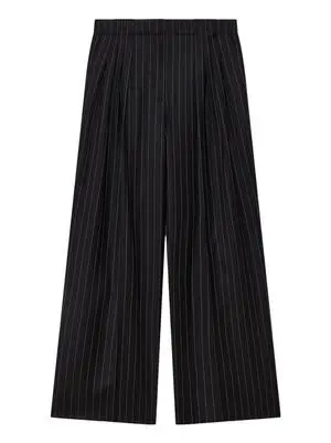Casablanca Pinstripe Wide-leg Trousers - Black