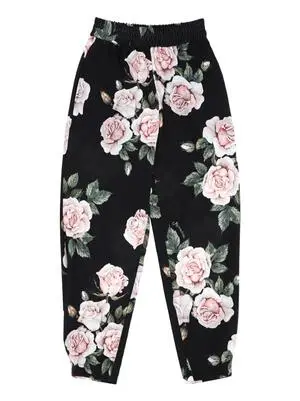Monnalisa Floral Print Elasticated Waist Trousers - Black