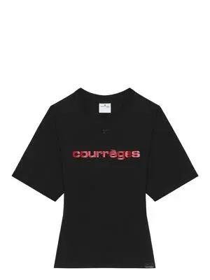 COURREGES Courrèges Logo Printed Crewneck T-shirt - Black/ruby Red