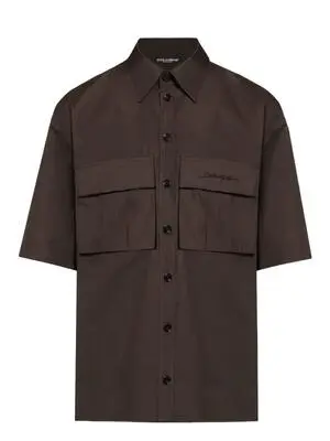 Dolce & Gabbana Logo-embroidered Cargo Shirt - Black
