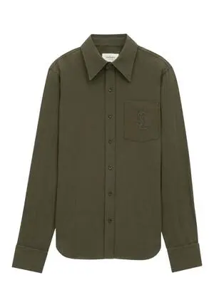Saint Laurent Saint Laurent Cassandre Button-Up Shirt Brown