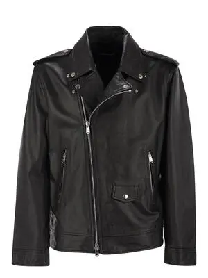 DONDUP Nappa Leather Biker Jacket - Black