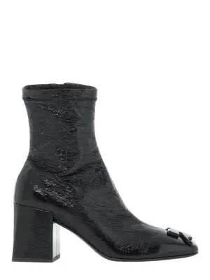 COURREGES Zip Detailed Square Toe Ankle Boots - Black
