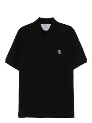 Brunello Cucinelli Brunello Cucinelli Logo Embroidered Polo Shirt Black
