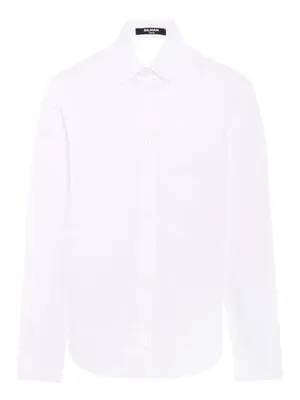 Balmain Logo Embroidered Long-sleeve Shirt - White