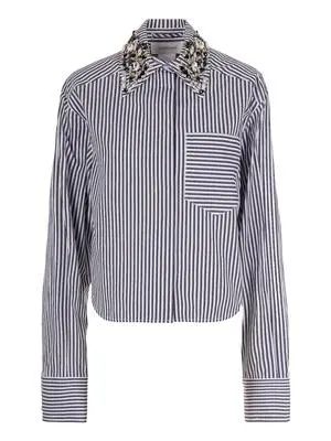 Sportmax Striped Embellished Shirt - Gray