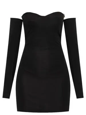 Dsquared2 Off-shoulder Mini Dress With Embellished Neckline - Black