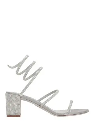 Rene Caovilla Cleo Embellished Serpent Ankle Strap Sandals - Gray