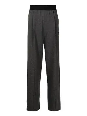 We11Done Logo Patch Wide Leg Trousers - Black