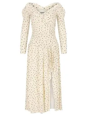 Isabel Marant Étoile Giovana Polka-dot Puff-sleeve Midi Dress - Nude