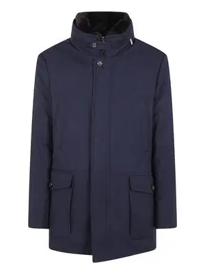 MOORER Stand Collar Jacket - Dark Blue