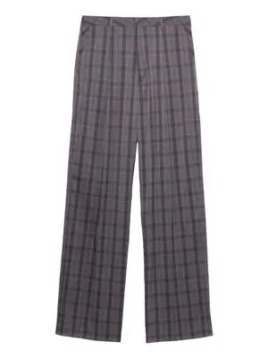 R13 Plaid Wide Leg Trousers - Black