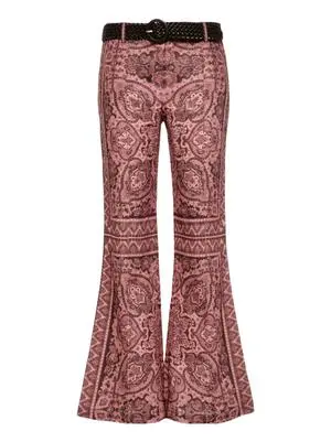 Zimmermann Belted Flare Pants - Pink