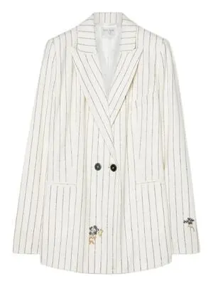 FORTE_FORTE Pinstriped Double Breasted Jacket With Embroidered Detail - Neve