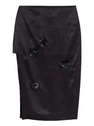 Casablanca Floral Detail Midi Skirt - Black
