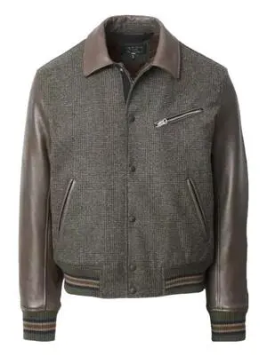 RAG  BONE Rag & Bone Jeremy British Wool Varsity Jacket - Brown