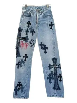 Chrome Hearts Belt Loop Jeans - Blue