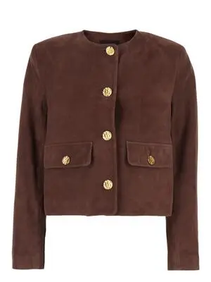 ARMA Lorenne Suede Button-front Jacket - Brown