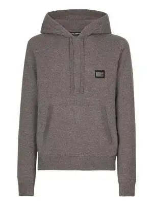 Dolce & Gabbana Dolce & Gabbana Logo Plaque Hooded Sweater Gray