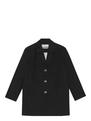 GANNI Oversized Single-breasted Blazer - Black
