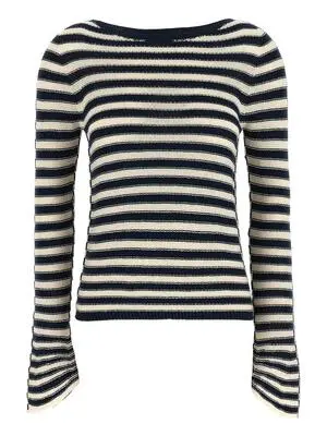 TWINSET Twinset Striped Flared-Sleeve Knitted Sweater
